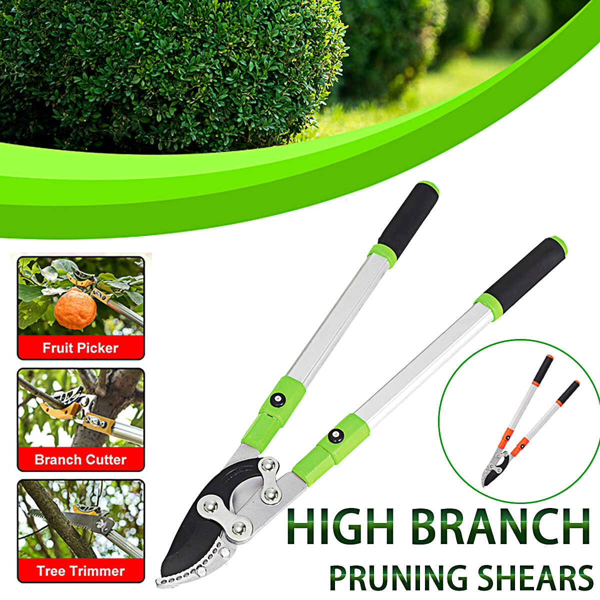 50mm Retractable Pruning Shears Telescopic Ratchet Tree Pruning Shears ...