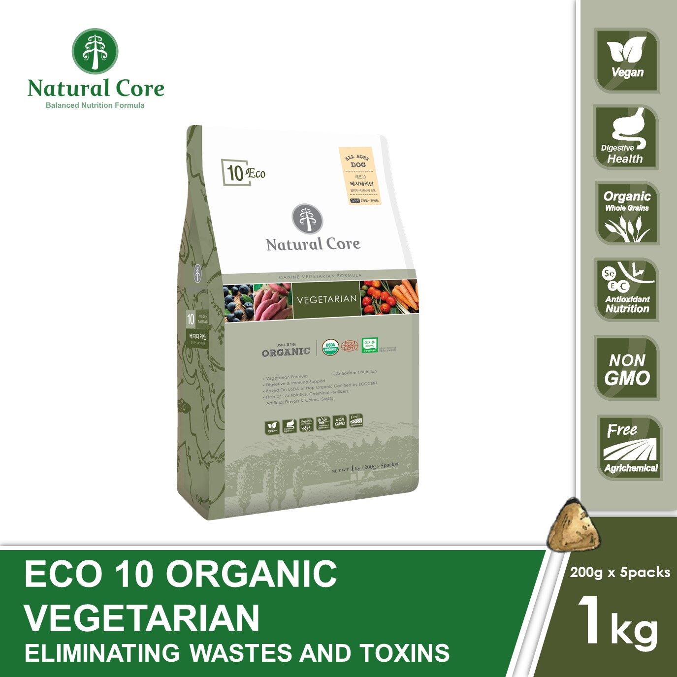 Natural Core Eco 10 Organic Vegetarian Dry Dog Food (1kg/6kg ...