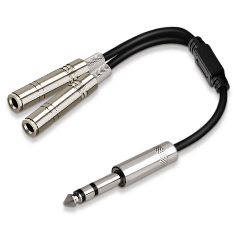 6.35mm 1/4 Inch Stereo Jack Splitter Cable Adapter Lead Plug to Double ...