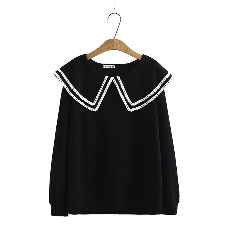 Plus Size XL-4XL Women Autumn New Hoodies Cute Neck Long Sleeved ...