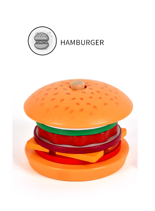 Wooden Sequence Mini Hamburger / Sandwich Sequencing Pretend Play Role ...