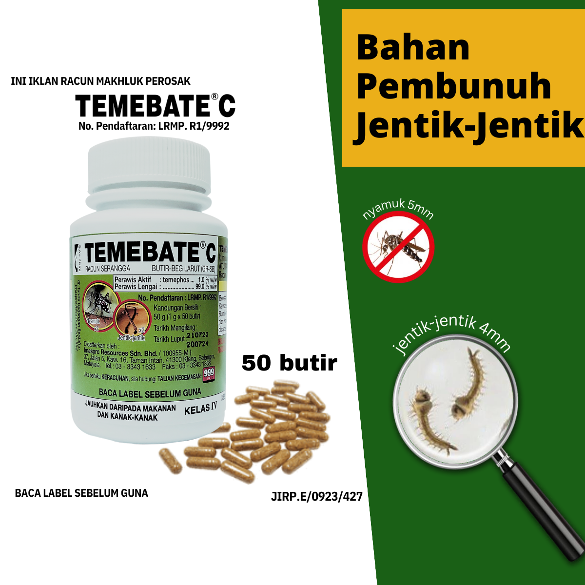 Temebate - Ubat Jentik Jentik Nyamuk ; Mosquito Larvae Killer ...