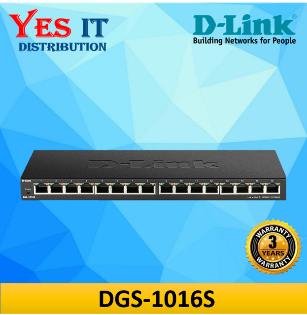 D-Link 16 Ports Slim Dimension Gigabit Desktop Switch (DGS-1016S) | Lazada