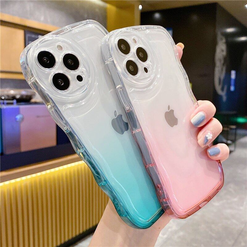 CSCR Gradient Clear น่ารัก Curly Wave สำหรับ iPhone 11 12 13 14 Pro Max ...