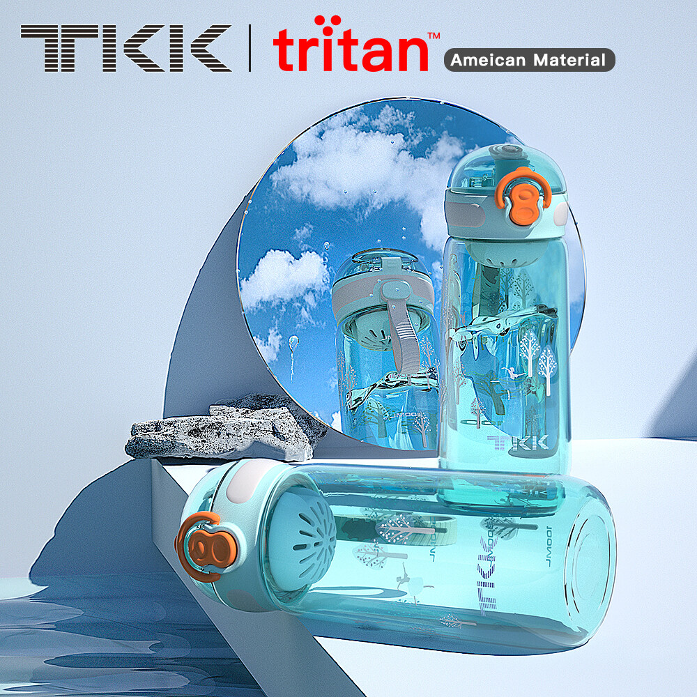 TKK กระบอกใส่น้ำวัสดุ Tritan เกรดอาหาร ปราศจาก BPA 16oz/11oz กระติกน้ำนักเรียน มีฝาปิดกันรั่วและ ...