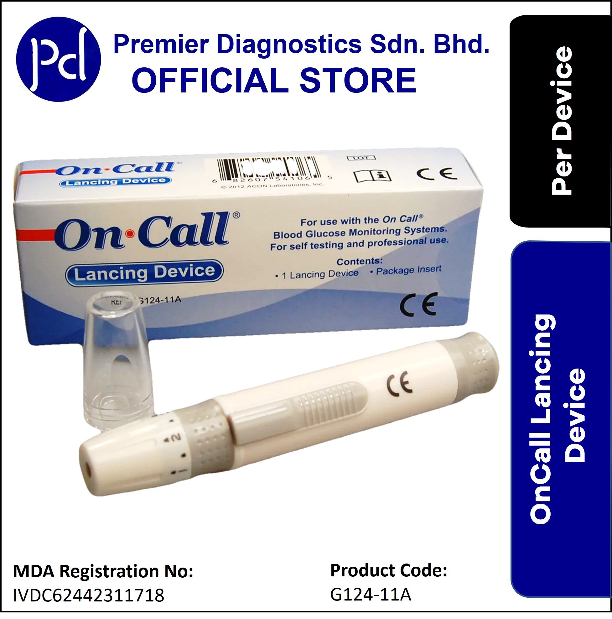 On.Call Adjustable Lancing Device with 5 penetration levels | Lazada