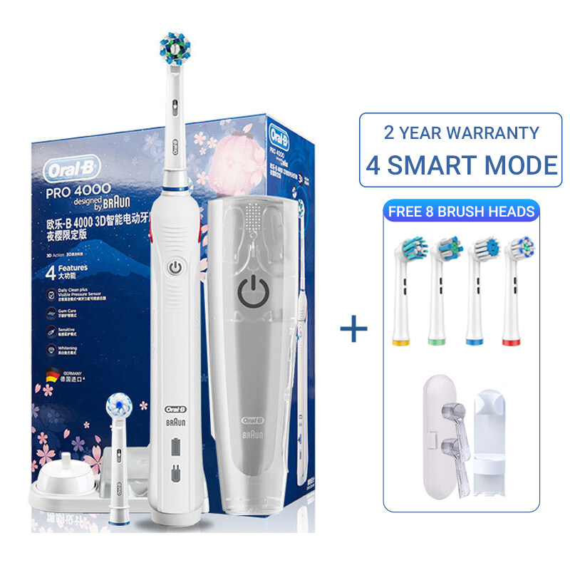 Oral B Pro 4000 Smartseries 3D CrossAction Ultrasonic Electric Toothbrush with Visible Pressure ...
