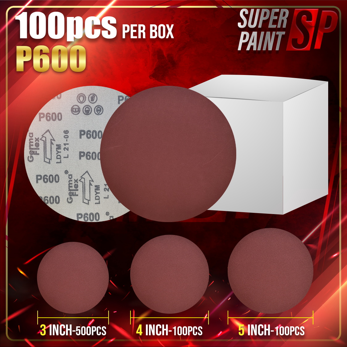 100pcs 3/4/5" Inch SMALL Size Sanding Disc Abrasive Red 【 Sandpaper ...