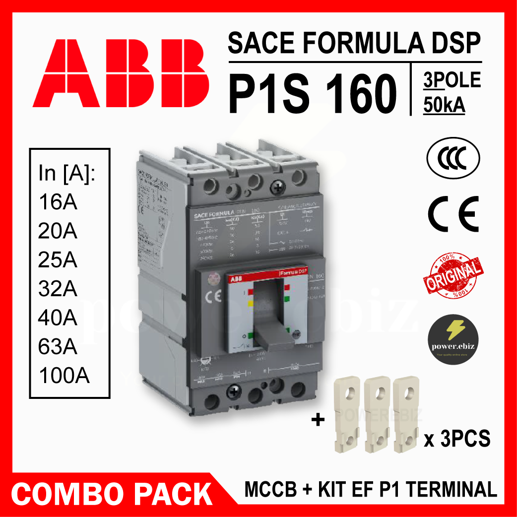 🆕 ABB SACE FORMULA DSP - P1S 160 - 3POLE 50kA MCCB (16A, 20A, 25A, 32A, 40A, 63A, 100A) MOULDED ...