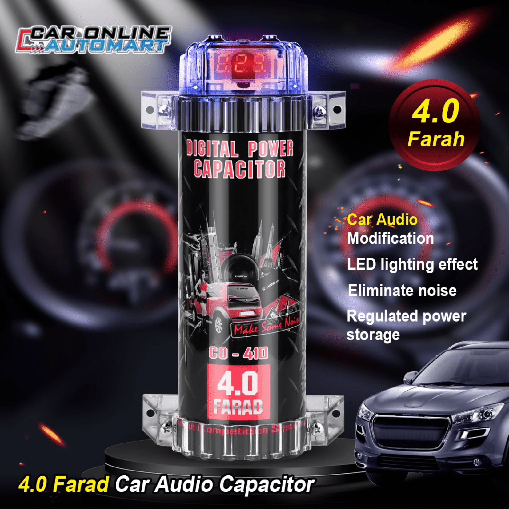 High Performance Car Audio Power Capacitor【CO-410 4.0 Farad / AD-90N 9 ...