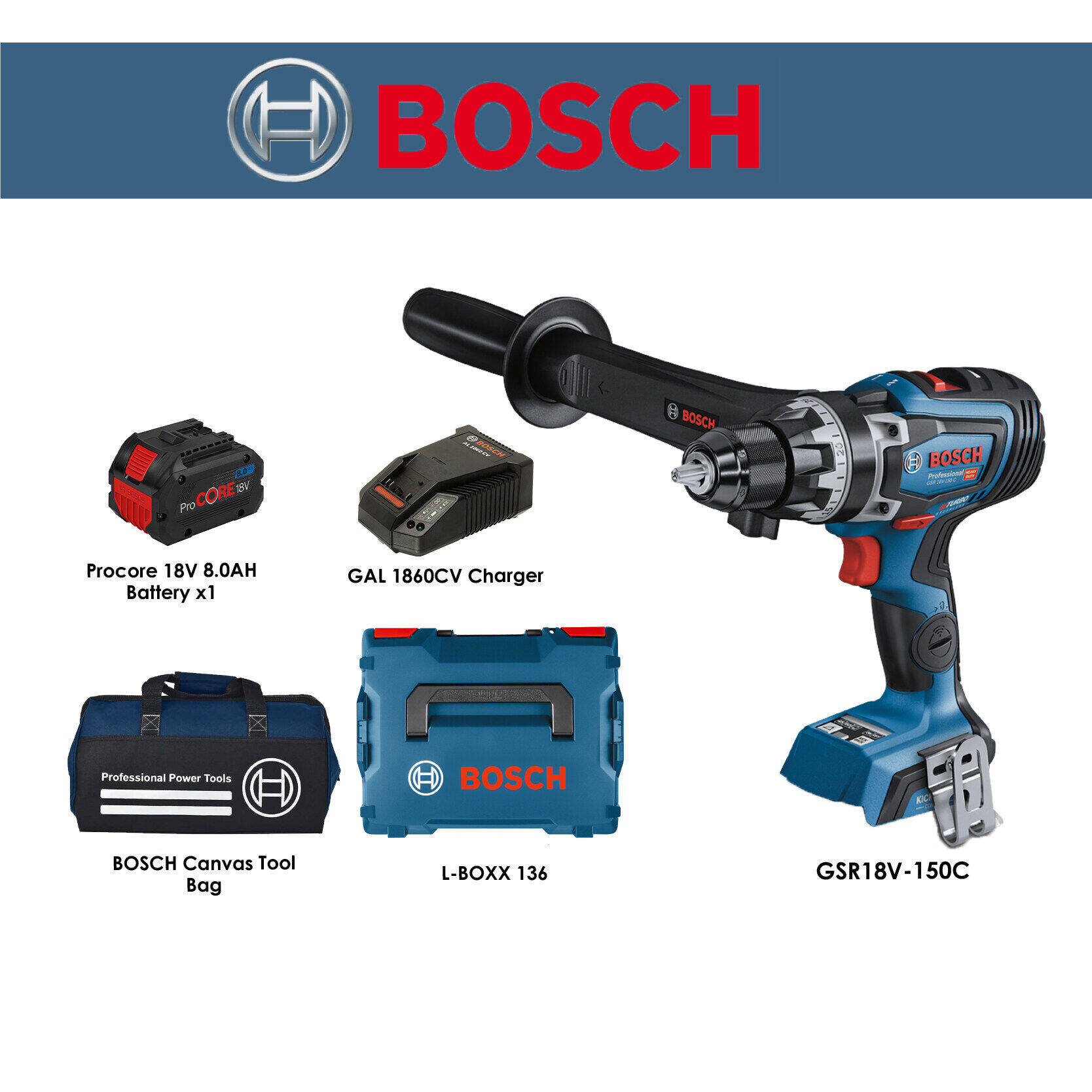 Bosch Gsr 18v 150 C Professional Cordless Drill Driver With Biturbo