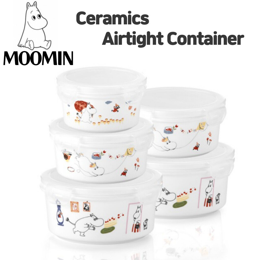 Moomin Ceramic Airtight Container 5p/Moomin Container/round container ...
