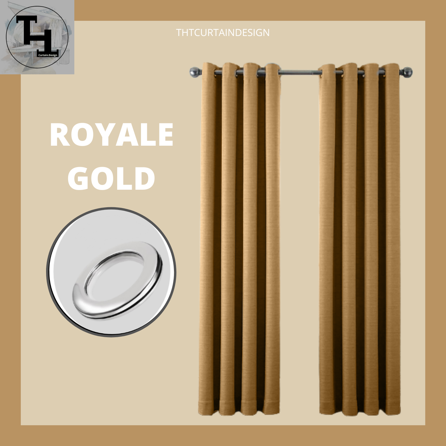 Matte satin Royale Gold Langsir Semi-Blackout For Windows, Room and ...