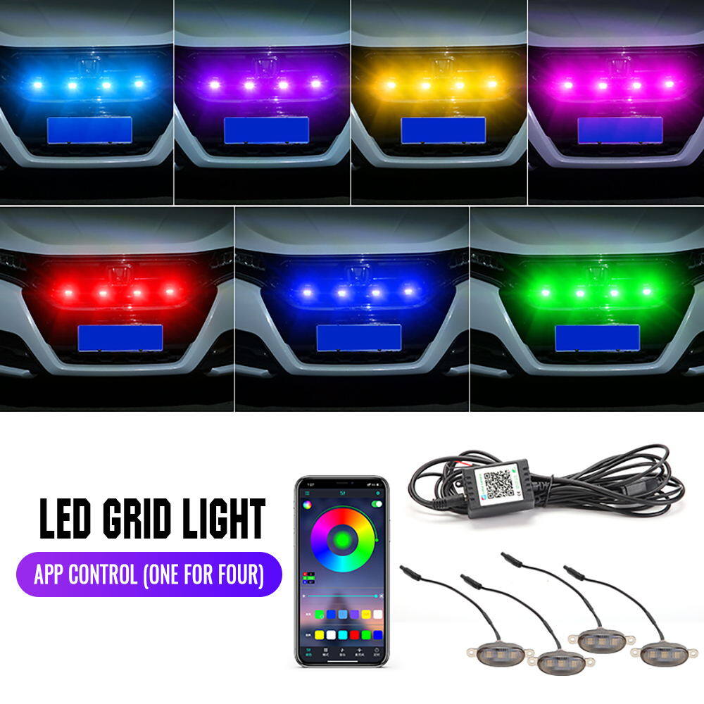 Led Car Front Grille Lighting Universal Daytime Running Light RGB APP ...