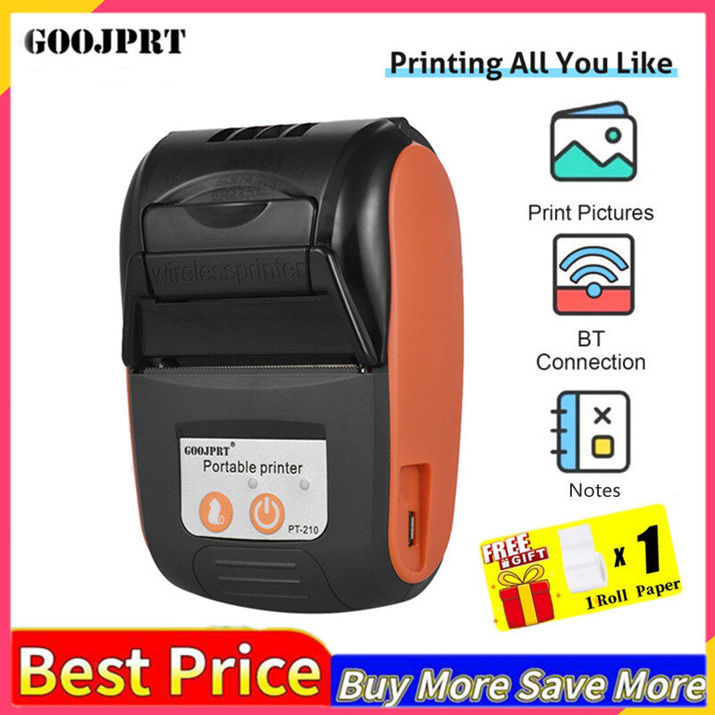 GOOJPRT PT-210 Portable Thermal Printer Handheld 58mm Receipt Printer ...