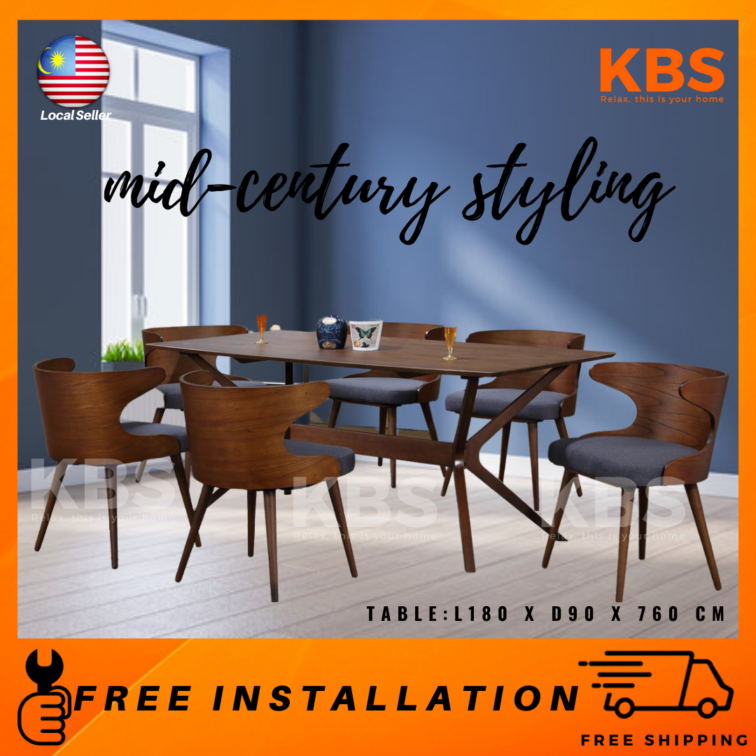 (FREE Installation+Shipping) KBS Amia Designer 6ft Dining Table Set ...