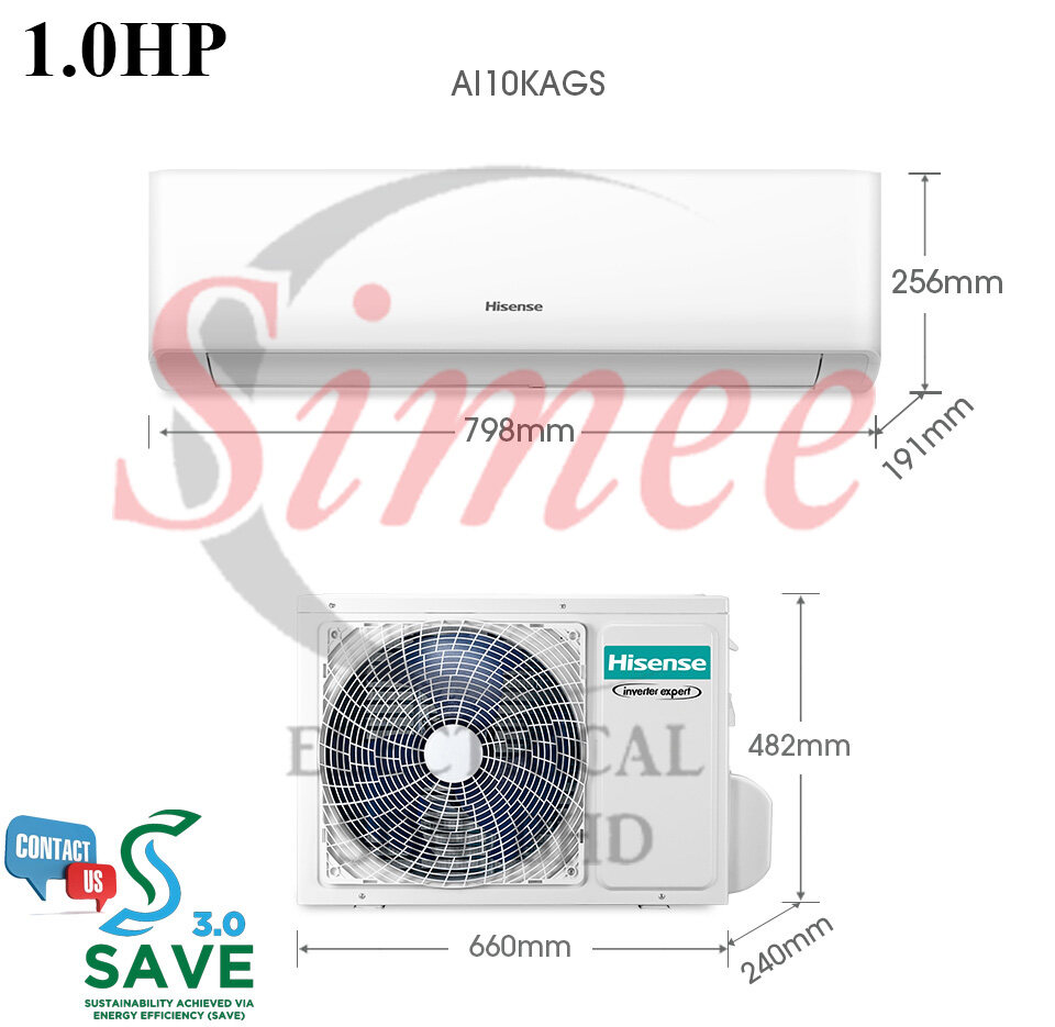 Hisense Aircond 1HP / 1.5HP / 2HP / 2.5HP (R32) Inverter Aircond Air ...