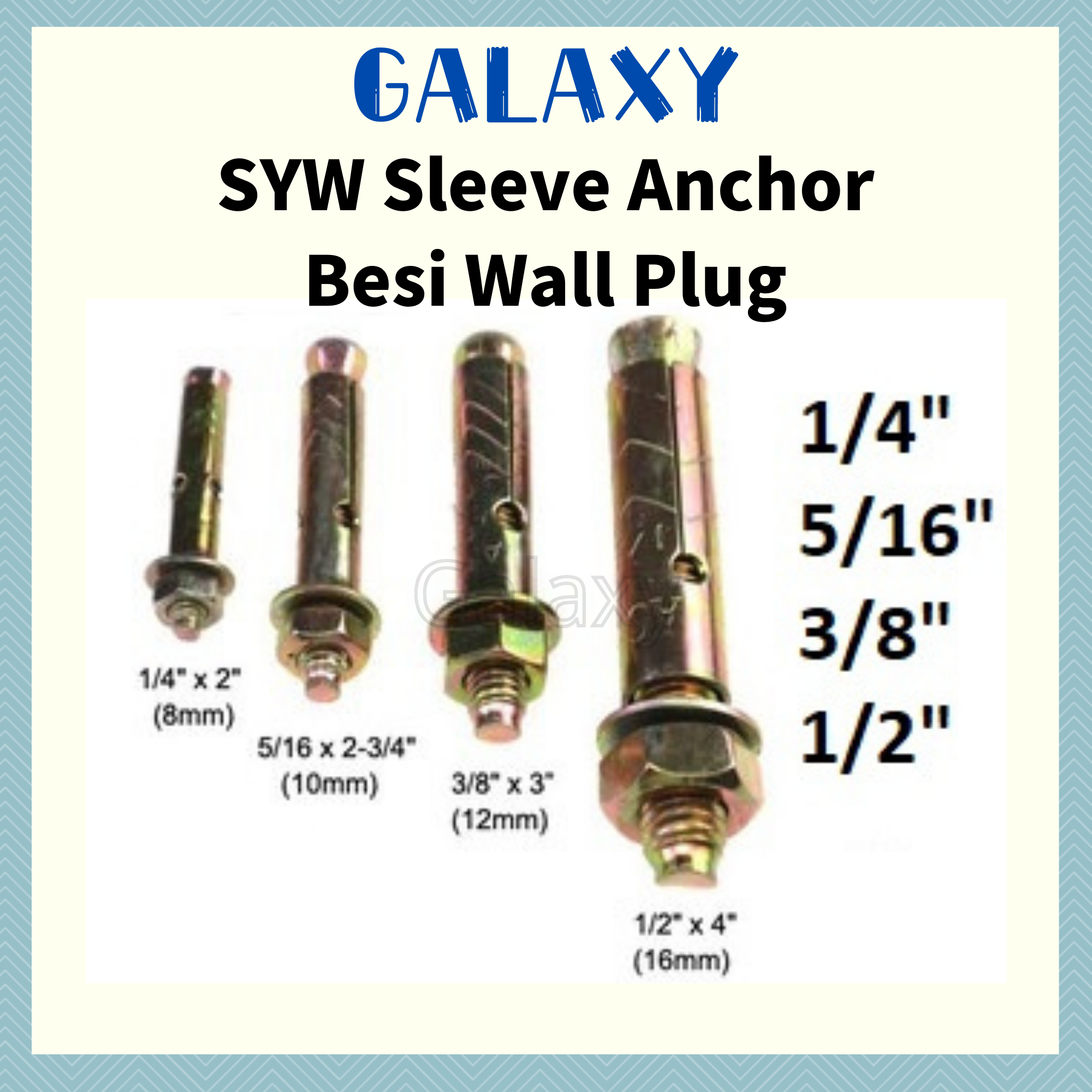 GALAXY-SYW Sleeve Anchor 8mm 10mm 12mm 16mm (10pcs) Metal Wall Plug ...