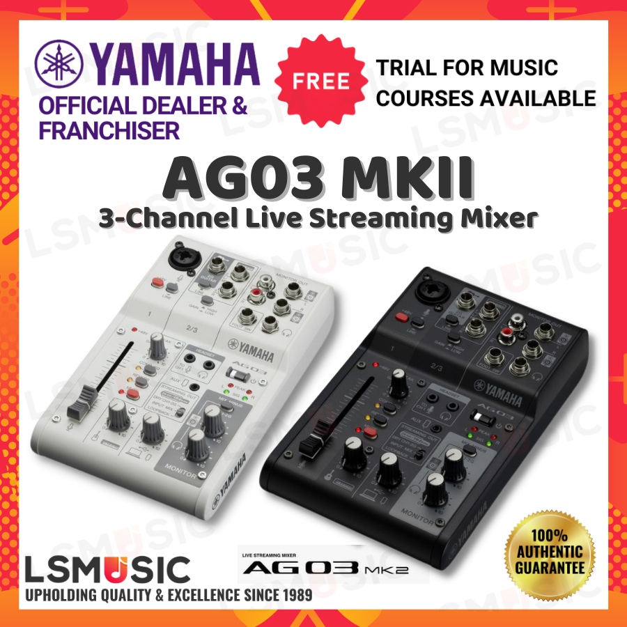 Yamaha AG03 MK2 Live Streaming Mixer 3 Channel Mixer and USB Audio ...