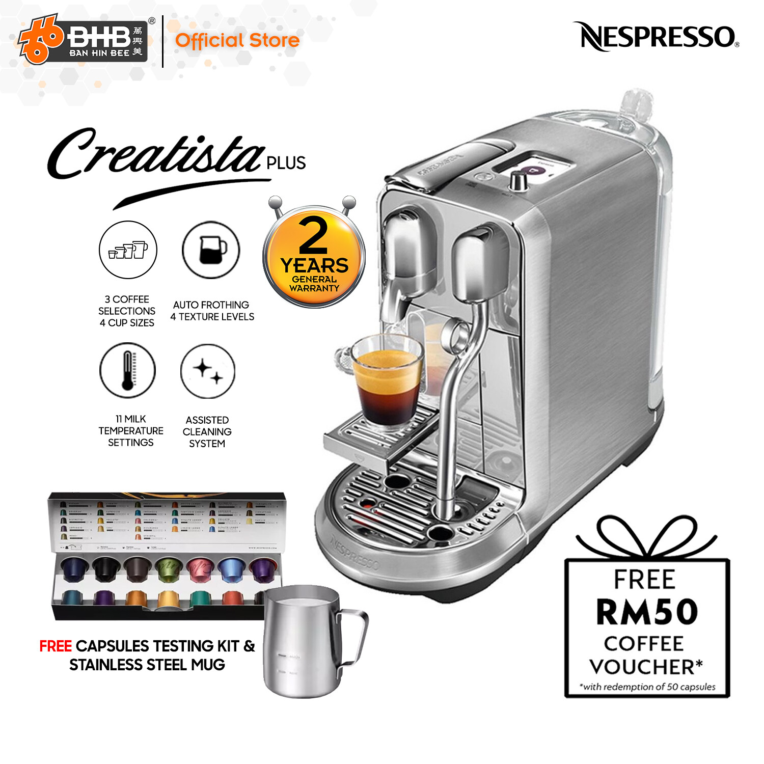 Nespresso J520-ME-ME-NE Creatista Plus Capsule Espresso Coffee Machine ...