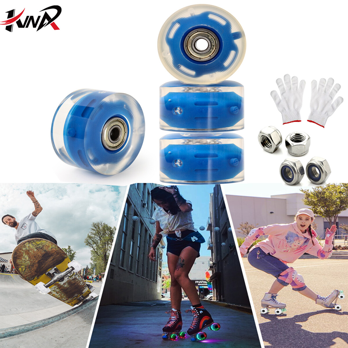 KINPAR 4 Pack Skateboard Wheels,Roller Skate Wheels with Bearings ...