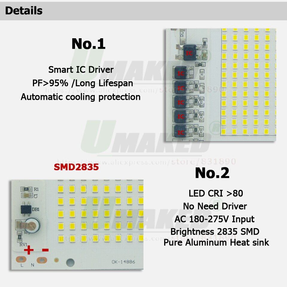 100W AC220V SMD 2835 LED PCB 142x80mm ไฟ LED อัตโนมัติสมาร์ทไอซีโมดูลไ ...
