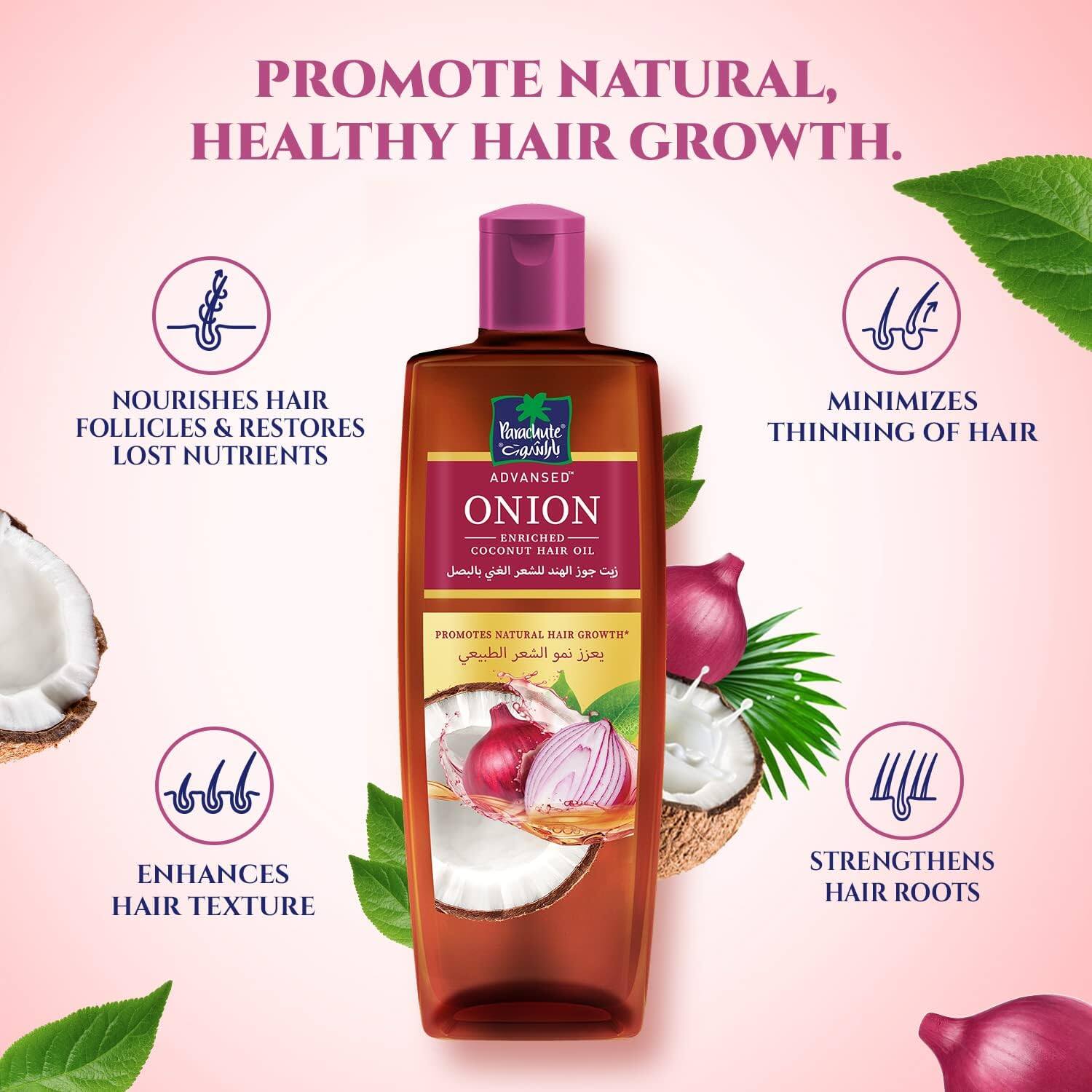 Parachute Advansed Onion Hair Oil for Hair Growth and Hair Fall Control | Enriched With Natural ...