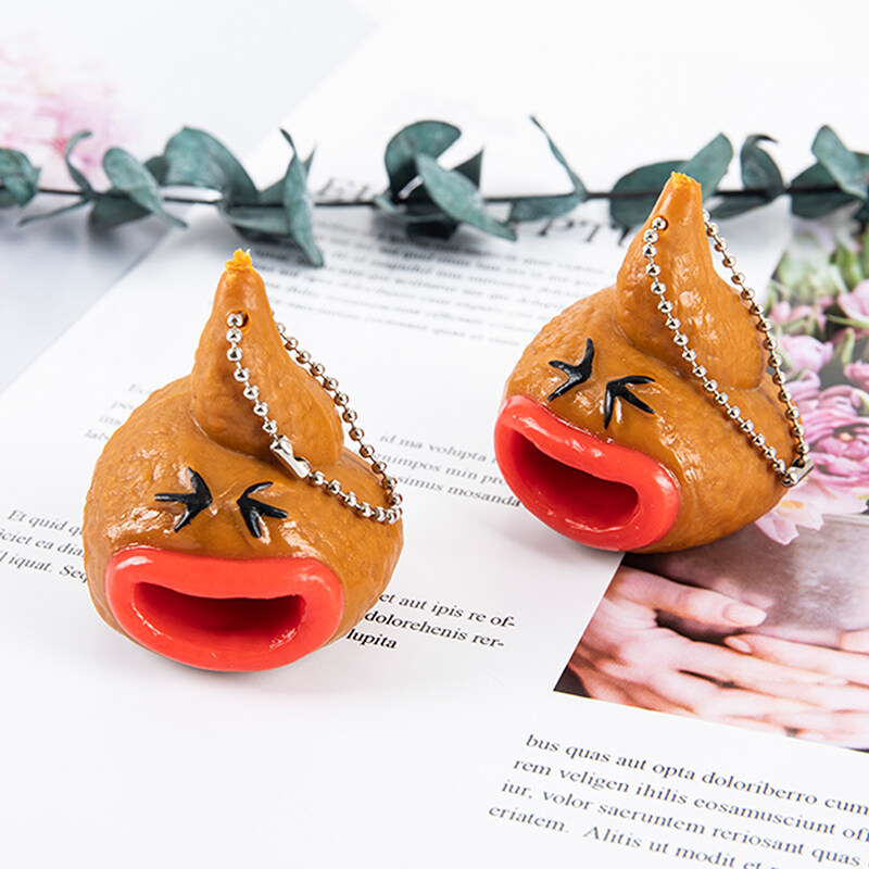 UUU Funny Poop Keychains Emoticon Toy Out Tongues Novelty Fun Little ...