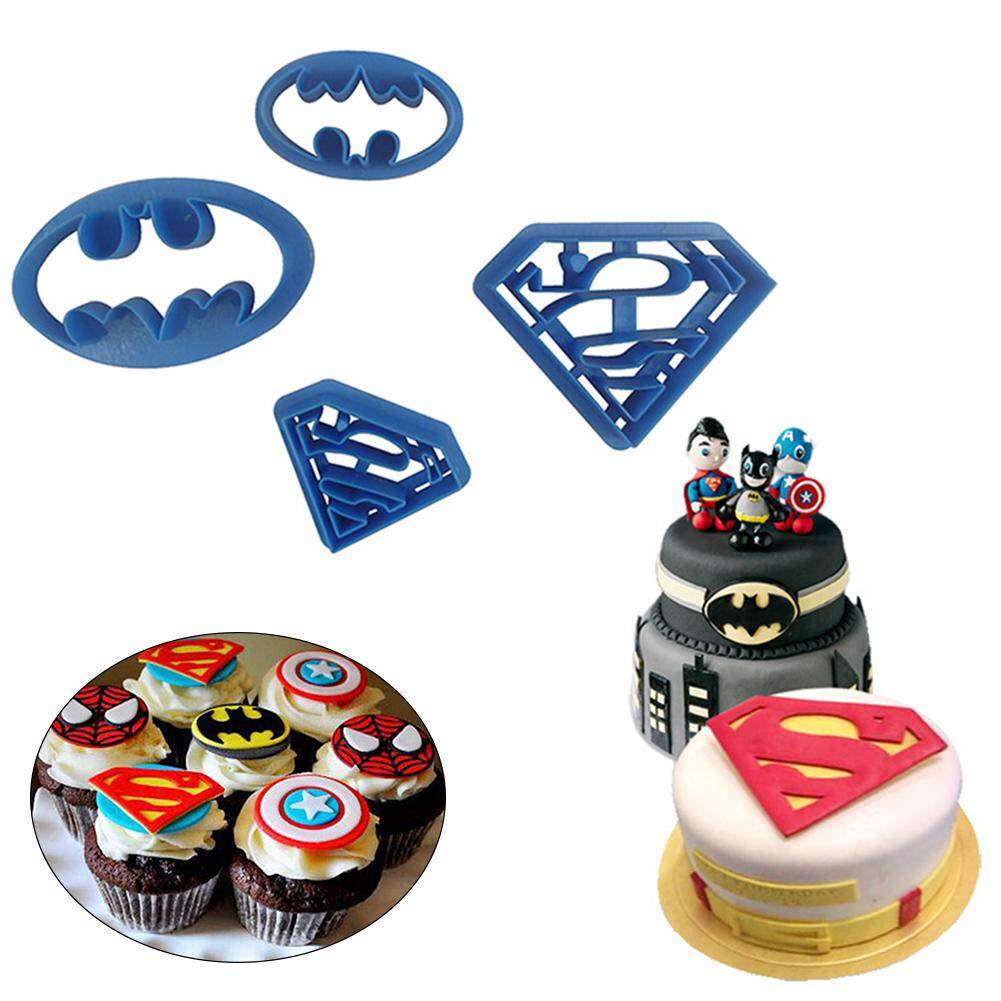 zitaotangb® 4Pcs Superhero Batman Superman Cartoon Cookie Cutter Pastry ...