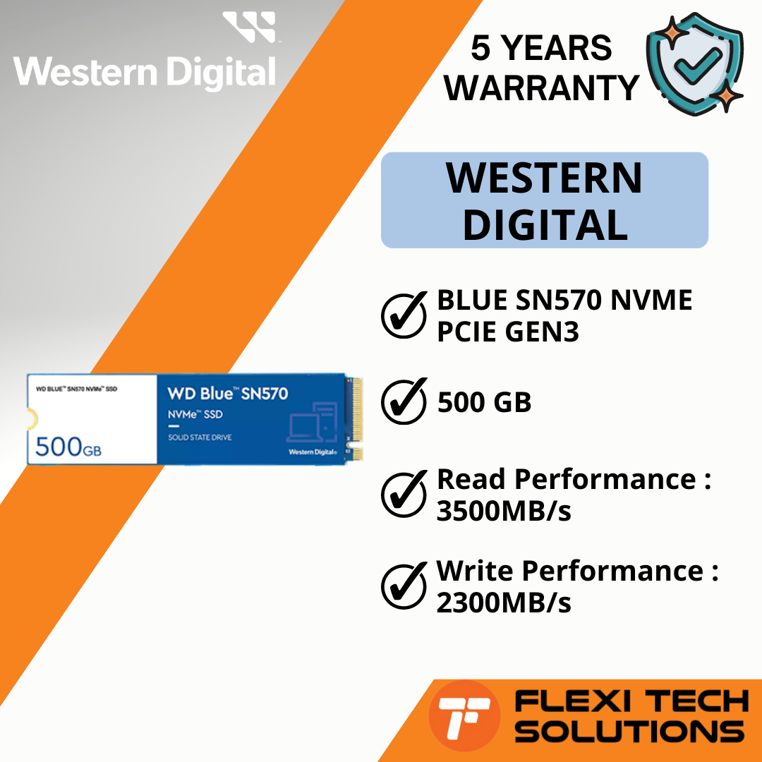 Flexi Tech WD SSD BLUE SN570 NVME M.2 PCIE GEN3 1TB / 500GB Western Digital Solid State Drive ...
