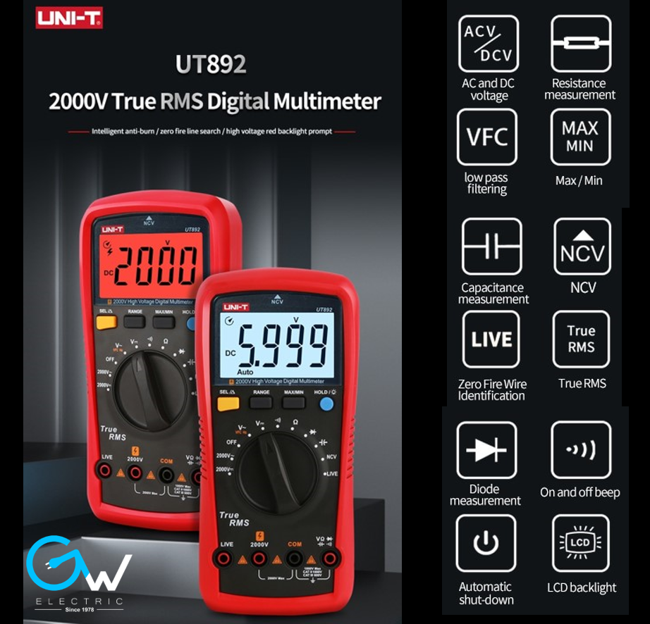 UNI-T UT892 2000V AC/DC High Voltage Digital Multimeter | Lazada