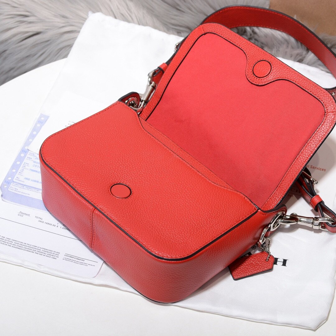 Coach Shoulder Bag Women Fashion Flip Crossbody Bag Lychee Pattern ...