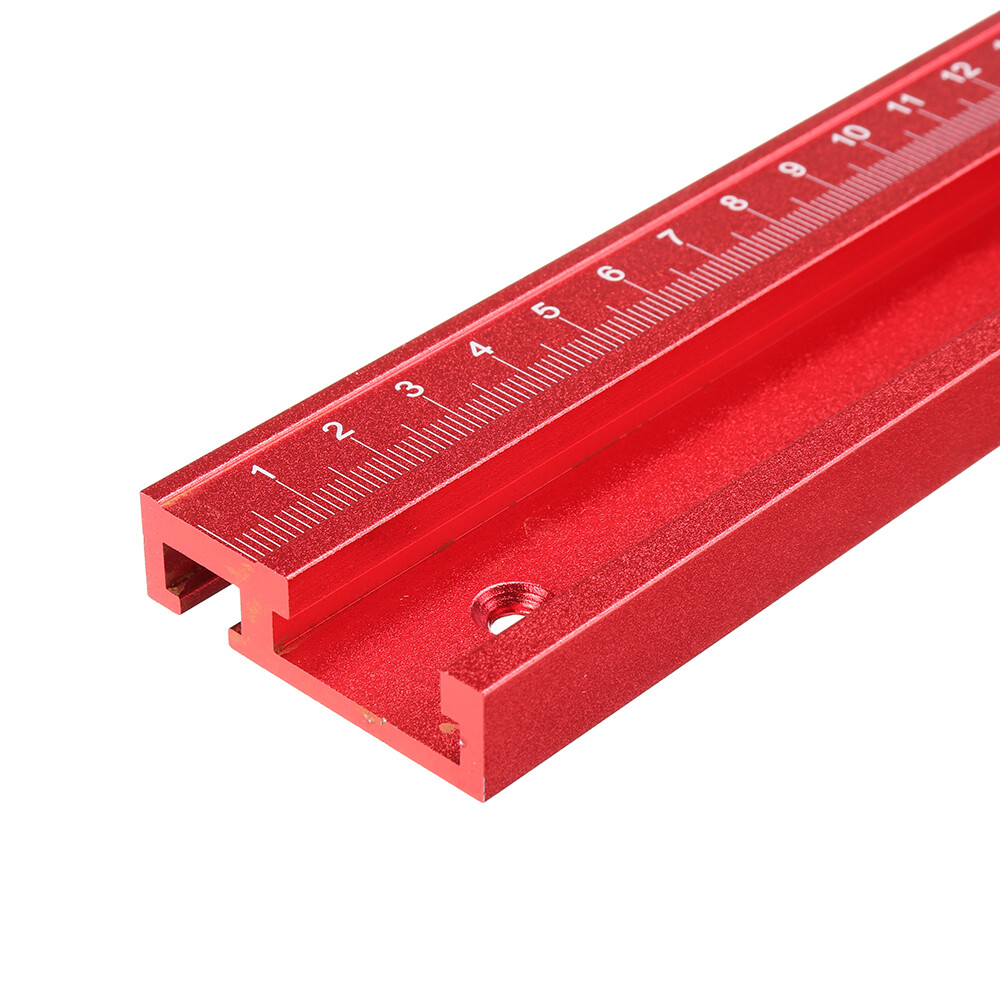 100-1220mm Red Aluminum Alloy 45 Type T-Track Laser Scale Woodworking T ...