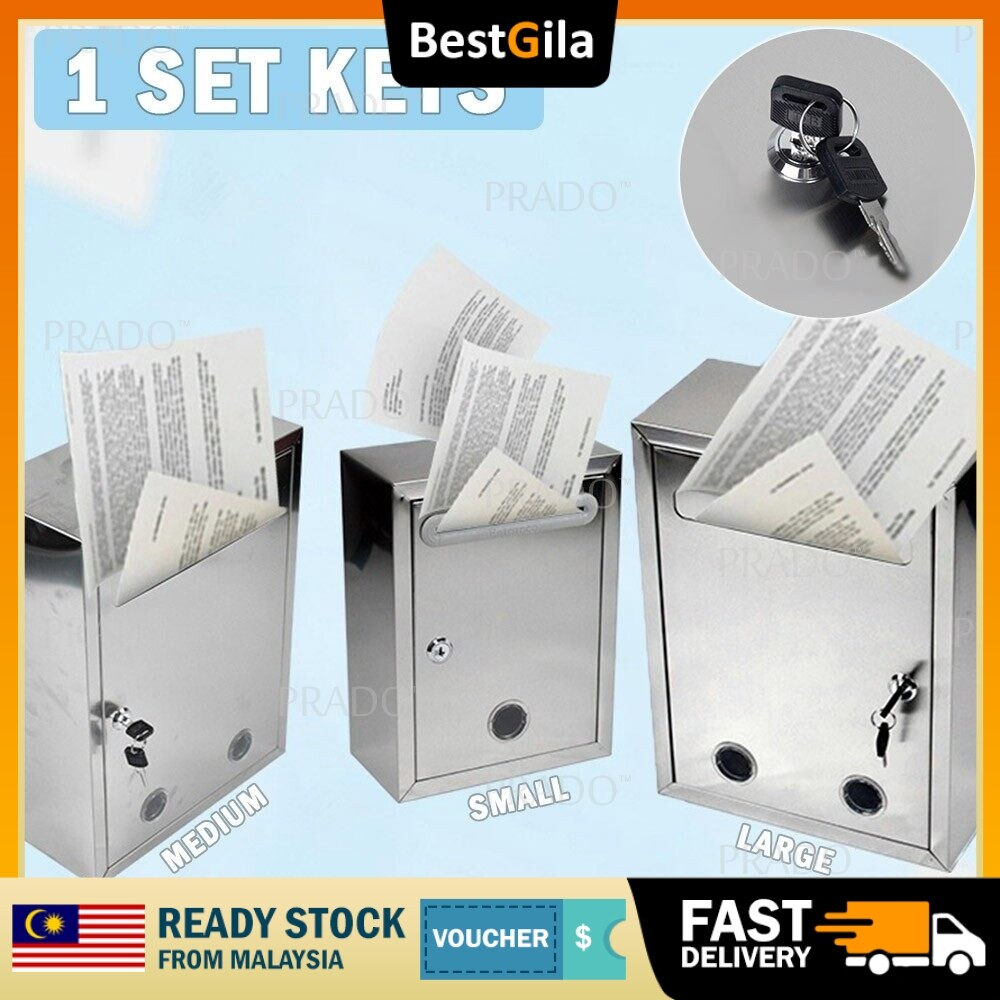 BestGila Malaysia 304 Stainless Steel Letter Box Wall Mailbox Solid ...