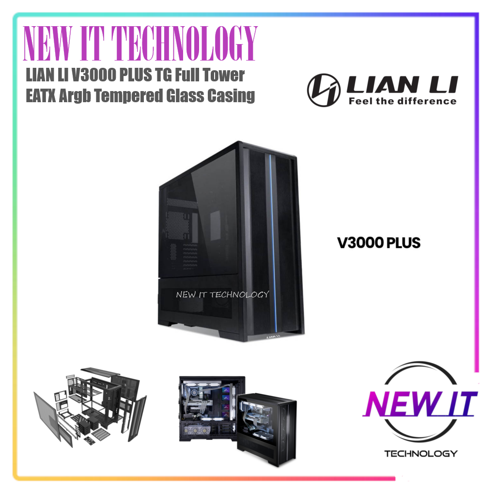 LIAN LI V3000 PLUS Argb Tempered Glass on the Left Sides, TG Full Tower ...