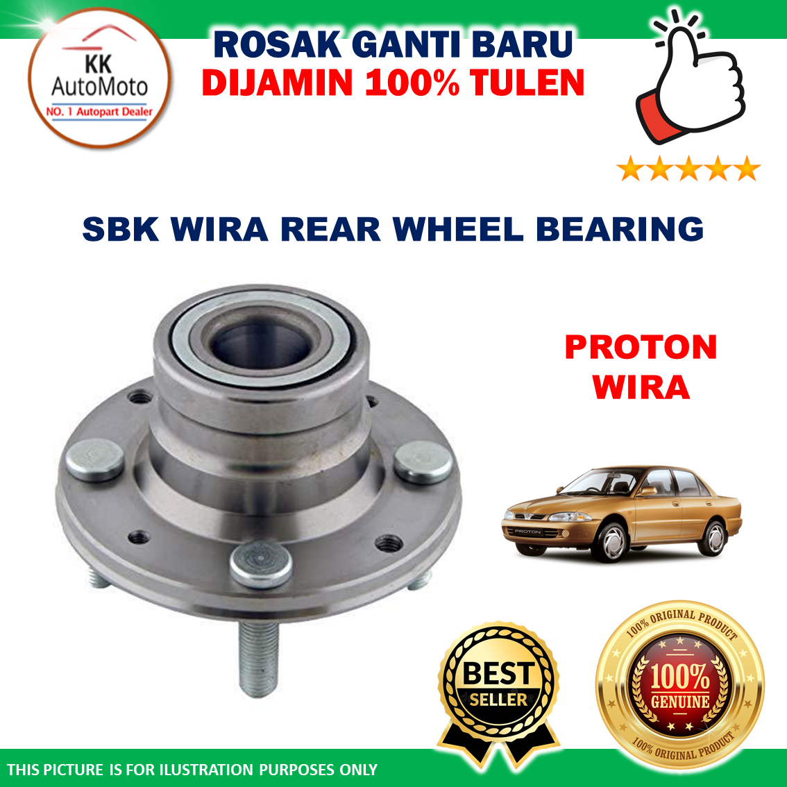 SBK Wira Rear Wheel Bearing (28BWK08) | Lazada