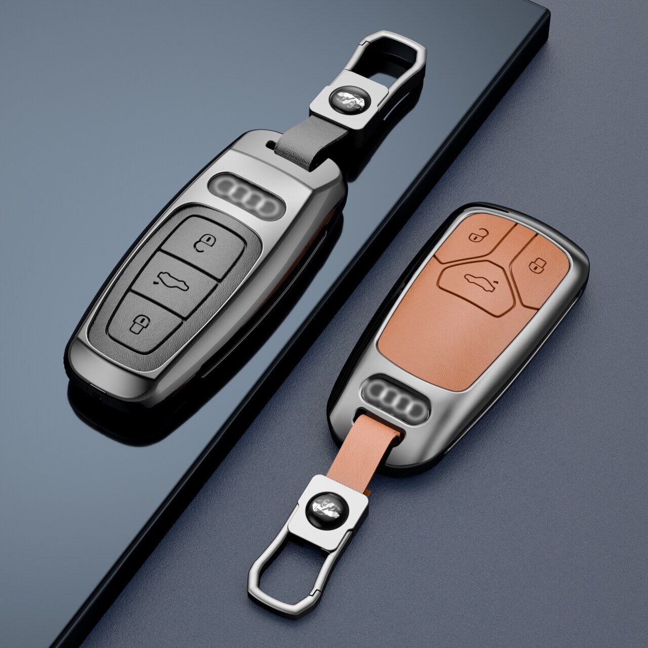 สังกะสีอัลลอยด์รถ Key Cover Protector สำหรับ Audi A3 A4 A5 C5 C6 8L 8P ...