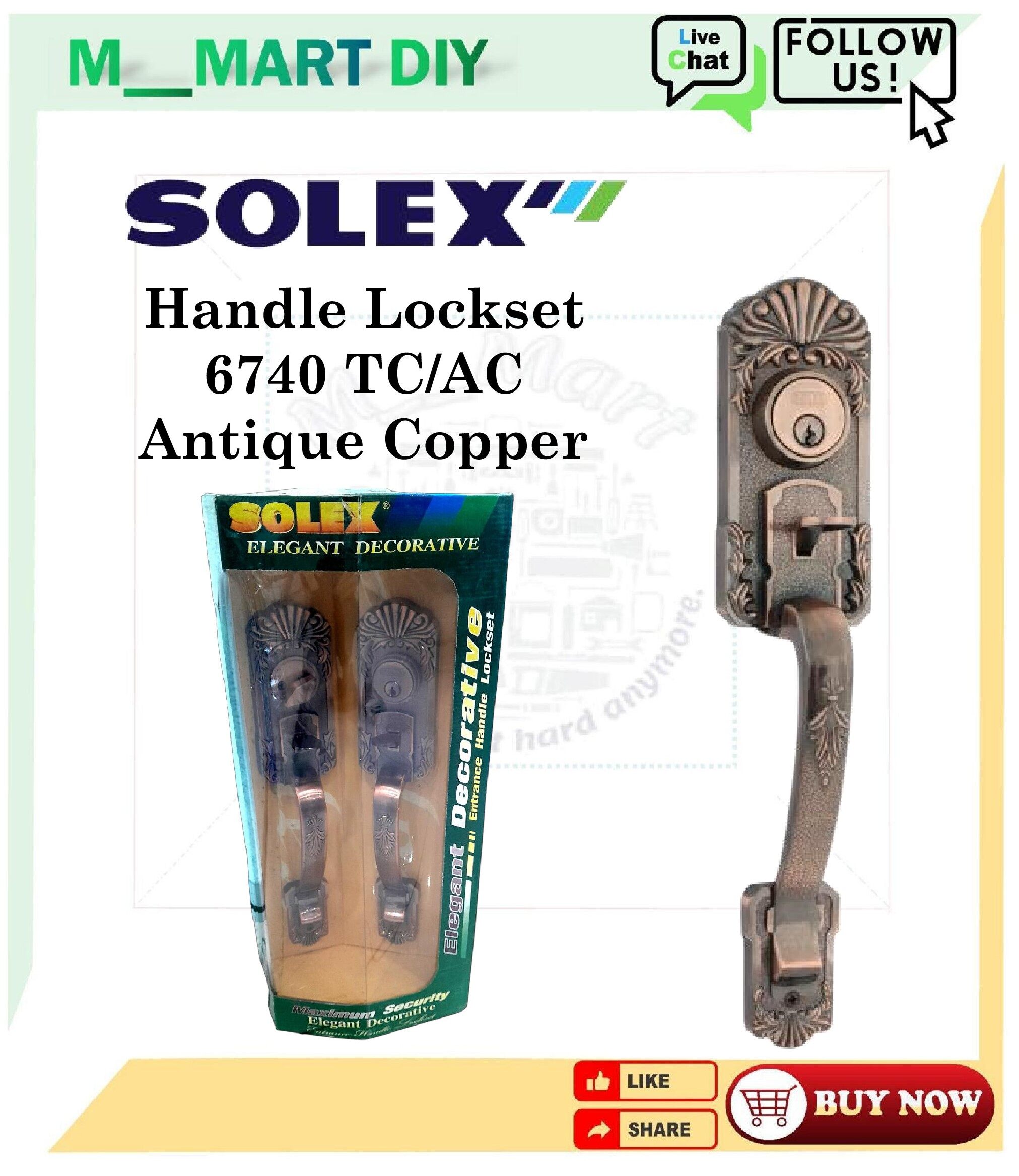 SOLEX Handle Lockset 6740 TC/AC Antique Copper Heavy Duty Lock 大门扶手锁 ...
