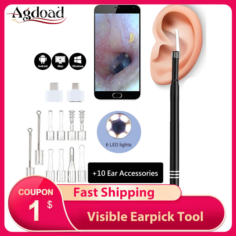 Visual Ear Picker 3-in-1 Luminous Earpick Tool Rotating Ear Spoon Light ...