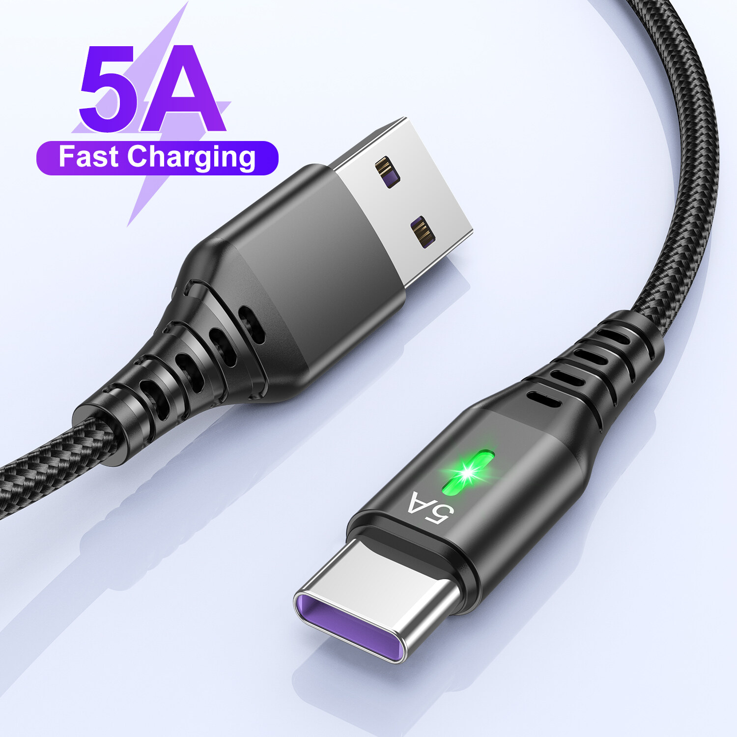 Elow 5A USB Type C สายเคเบิลสำหรับ Samsung S21 S20 S10 Xiaomi สายชาร์จ ...