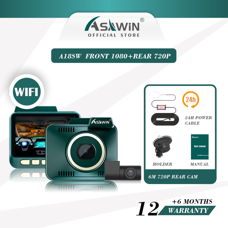 GPS 4K Dash Cam Wifi ADAS Car Camera Asawin A18 Front And Rear 2.35 ...