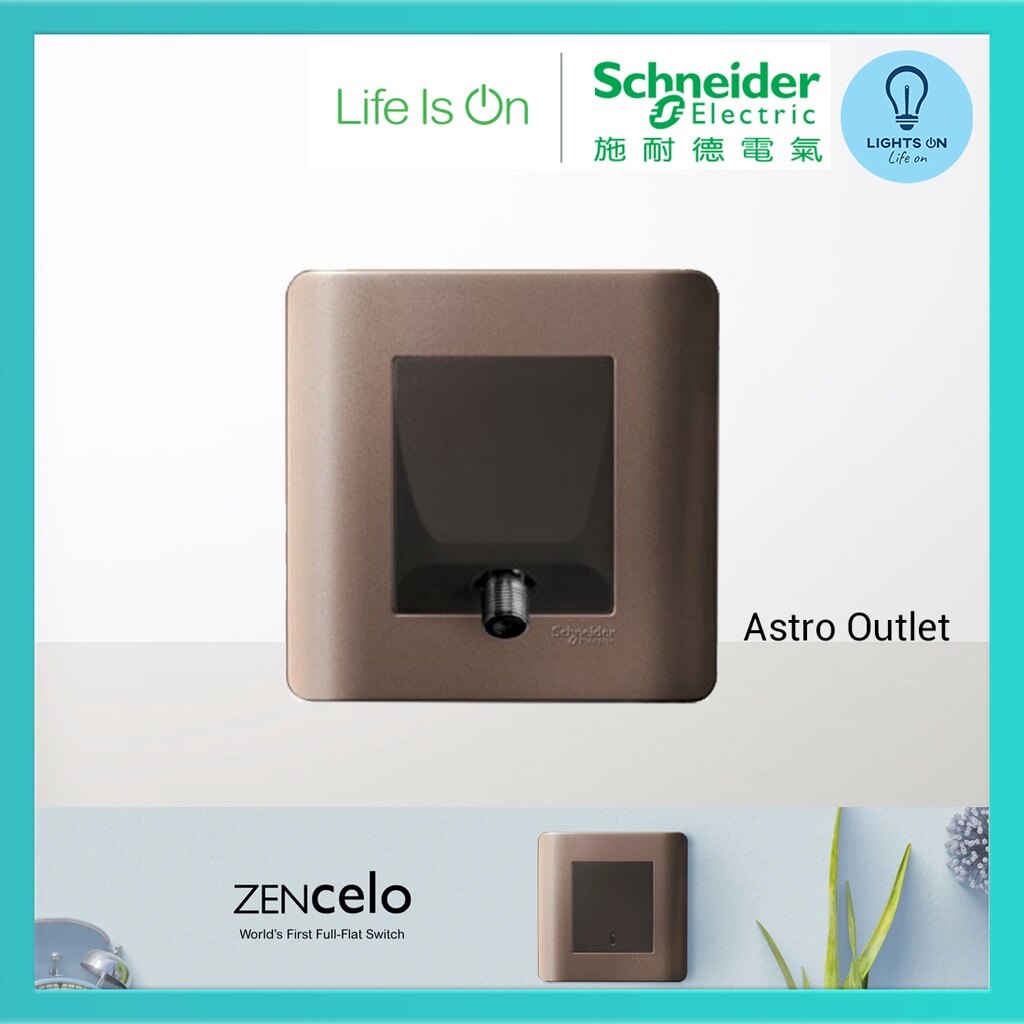 SCHNEIDER ZENCELO Switch Socket with Ondicator Silver Bronze Suis Lampu ...