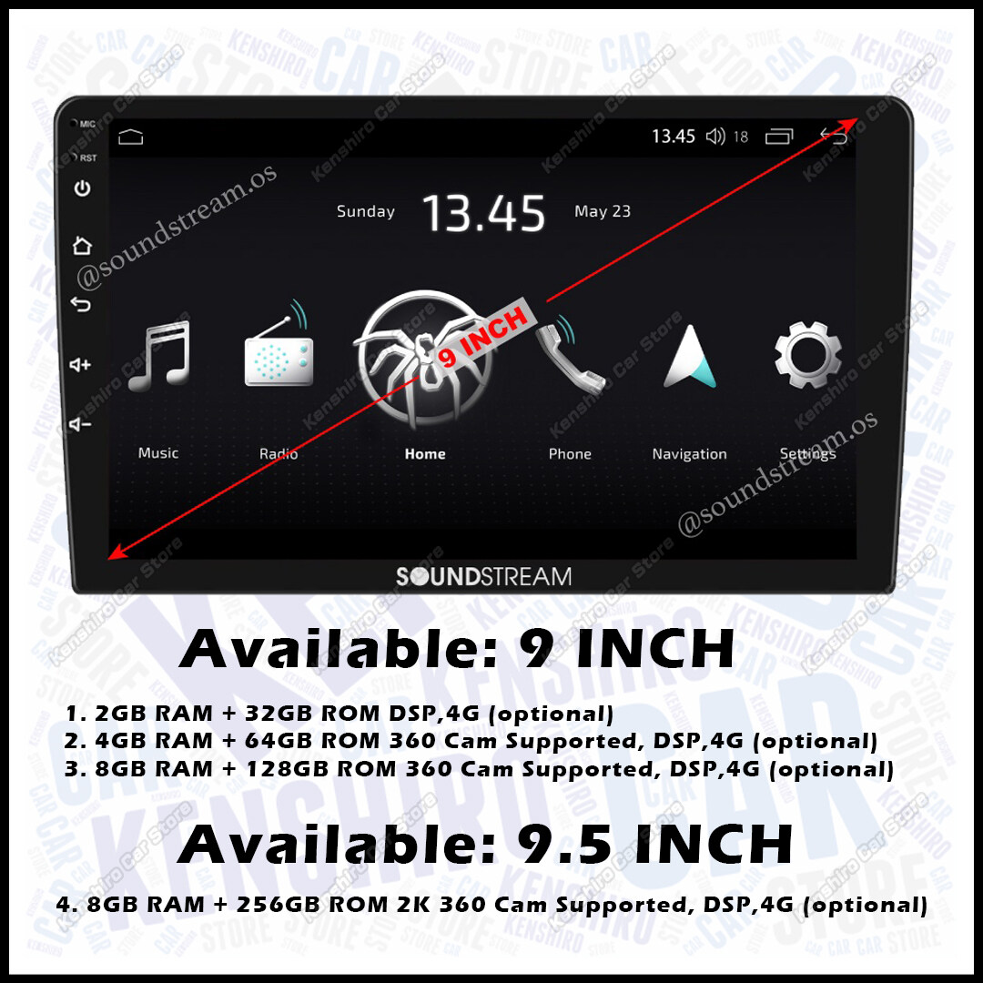 SOUNDSTREAM ANZUO ULTRA / ULTRA 2K, DSP 4G SIM Android Kereta Car 360 ...
