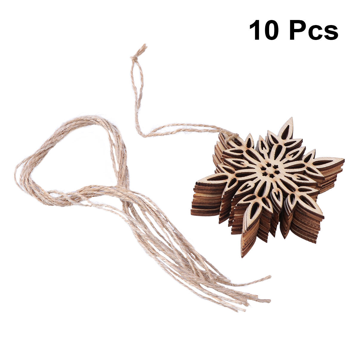 Dulrua 10pcs Wooden Embellishments with String Christmas Decoration ...
