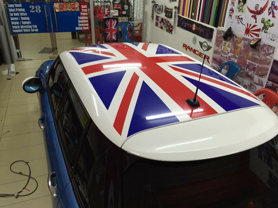 MINI COOPER ROOFTOP UNION JACK DECAL STICKER--BLUE + RED | Lazada