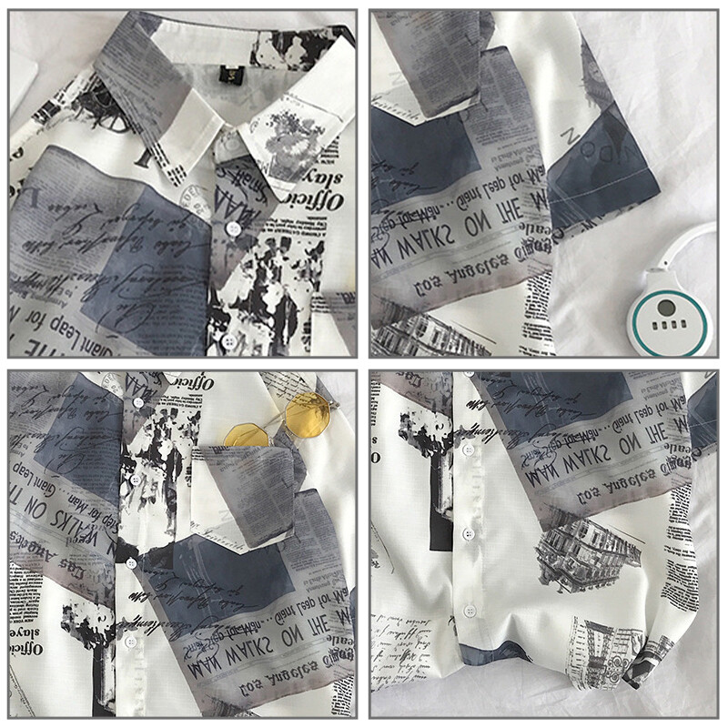 Hanlu เสื้อเชิ้ตลำลอง เสื้อแขนสั้นสำหรับผู้ชาย ดีไซน์พิมพ์ลายเท่ๆ ...