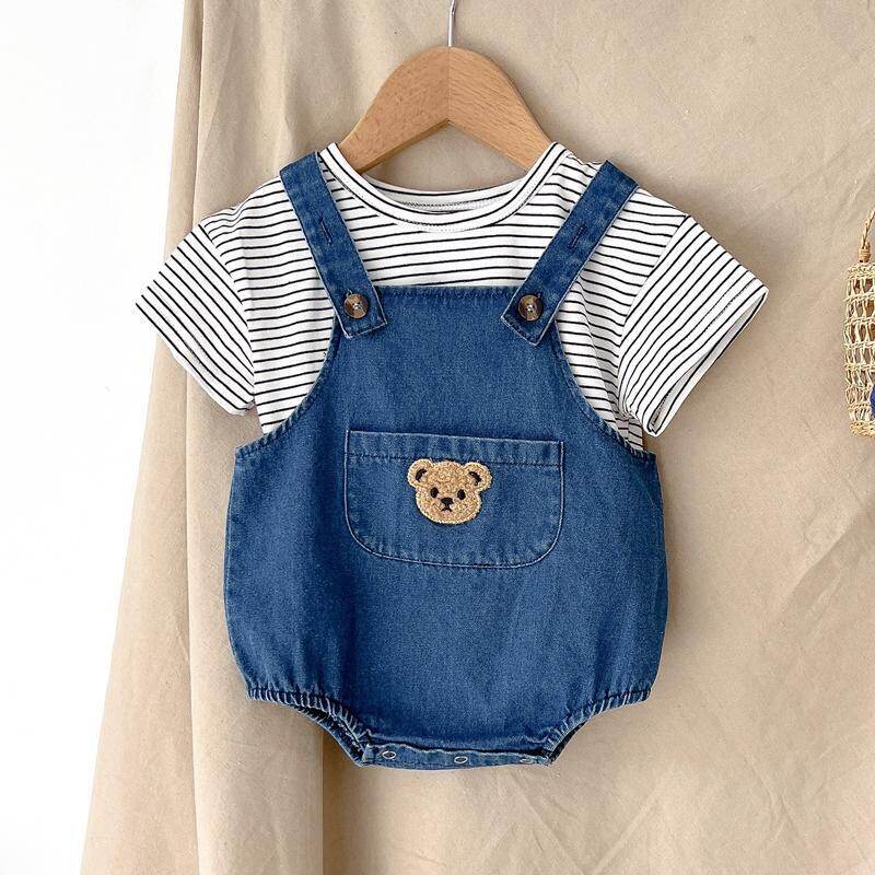 Ang damit ng Denim bata sa tag-init na damit bagong ipinanganak na ...
