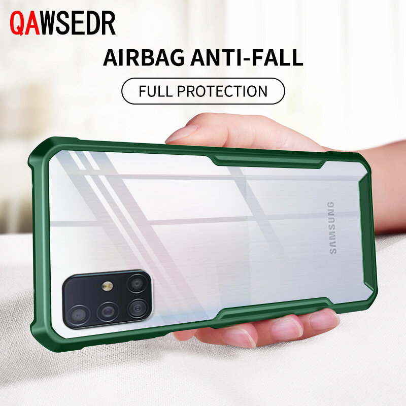 QAWSEDR เคสสำหรับ Samsung A51 A71 4G,เคสหลังใสกันกระแทกป้องกันการตก ...