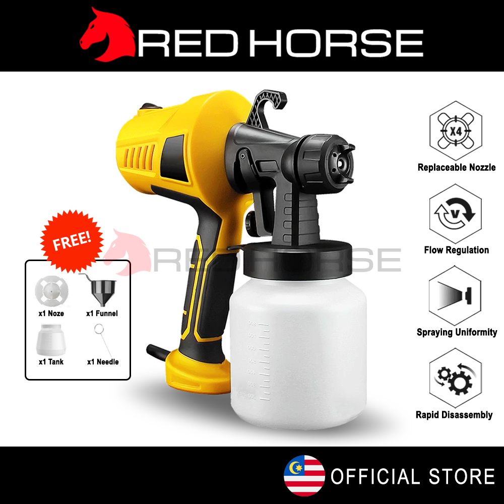 RED HORSE 21V Cordless Electric Paint Spray Gun 1200W 800ml High Power ...