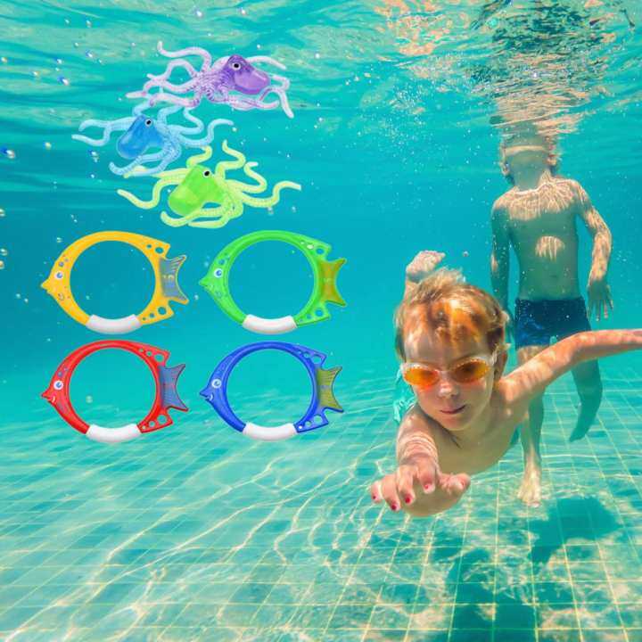 3 Pcs Diving Rings and Diving Octopuses Swimming Pool Diving Toy ...
